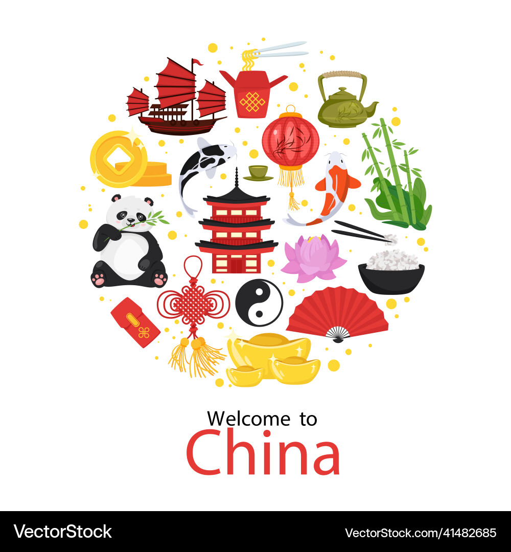 A china banner with symbols Royalty Free Vector Image