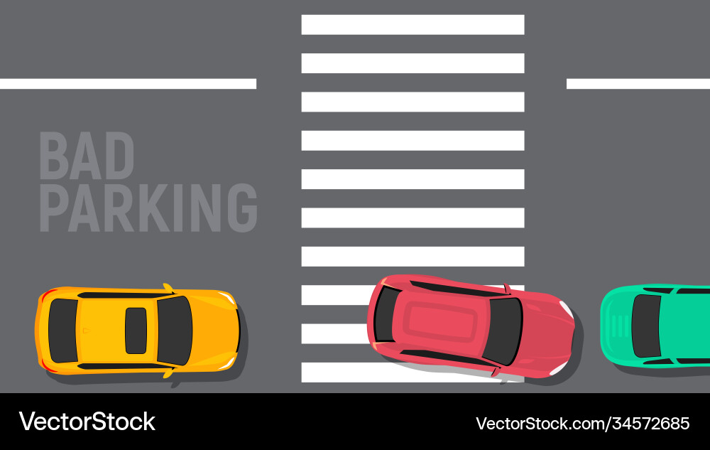 Bad parking car top view wrong parking area Vector Image