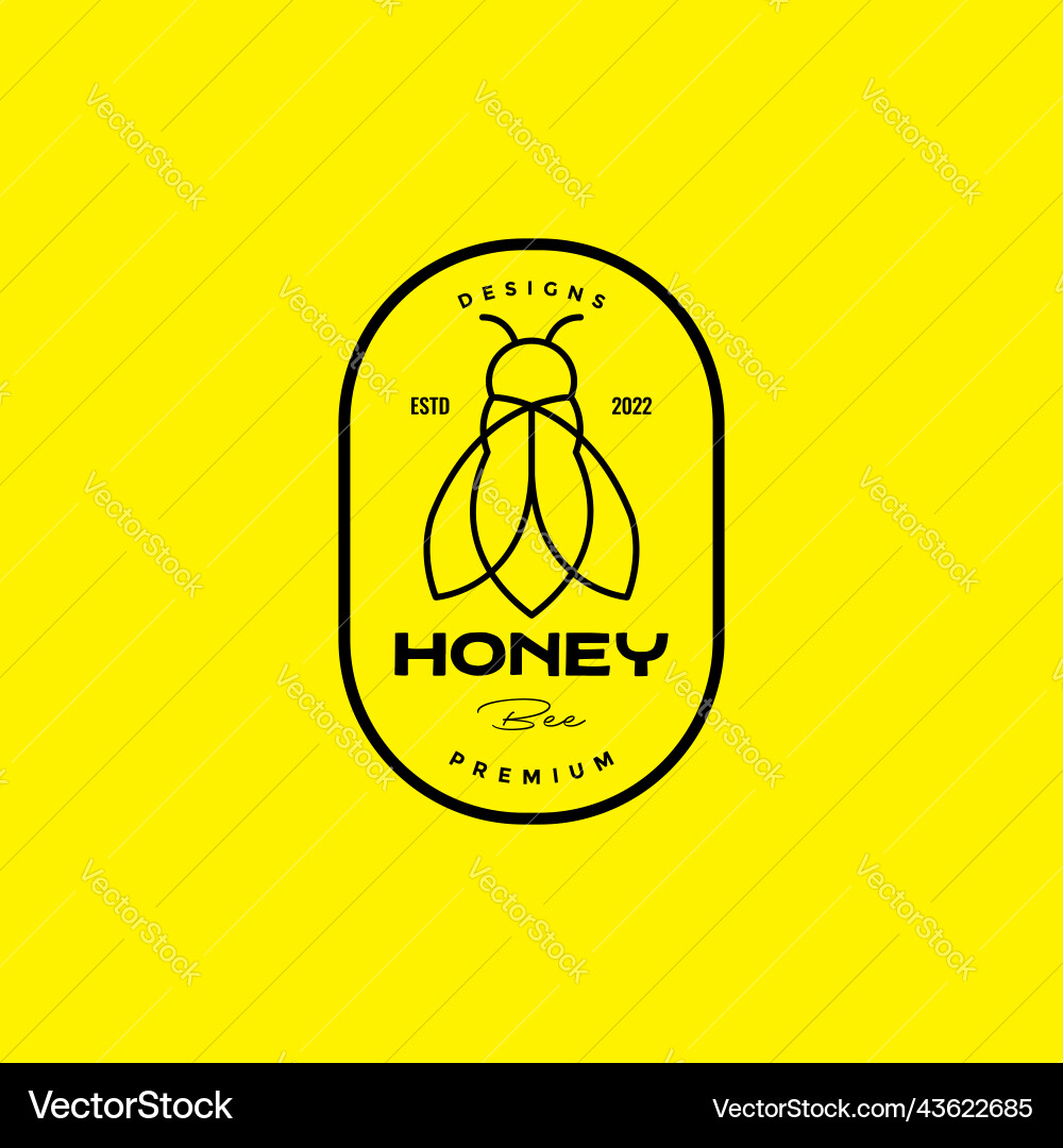 Badge line minimal bee logo design Royalty Free Vector Image