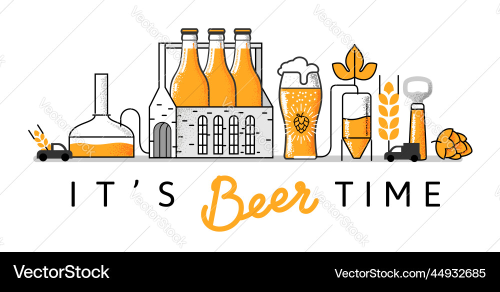 Beer box icon bottles industry brewery line Vector Image