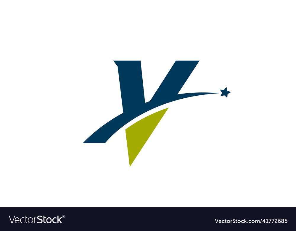 Blue green v alphabet letter logo icon with star Vector Image