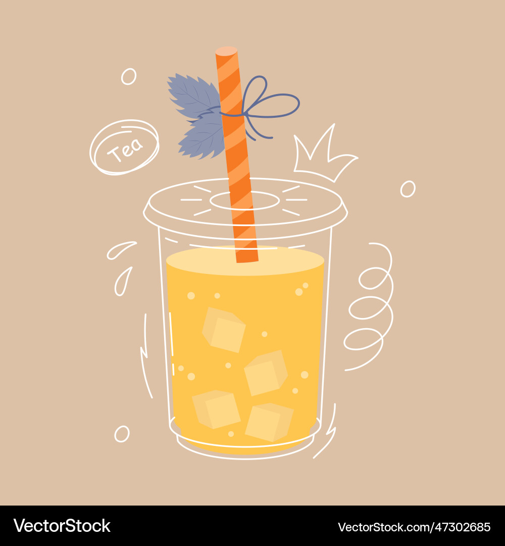 Bubble tea banana mango flavor tea Royalty Free Vector Image