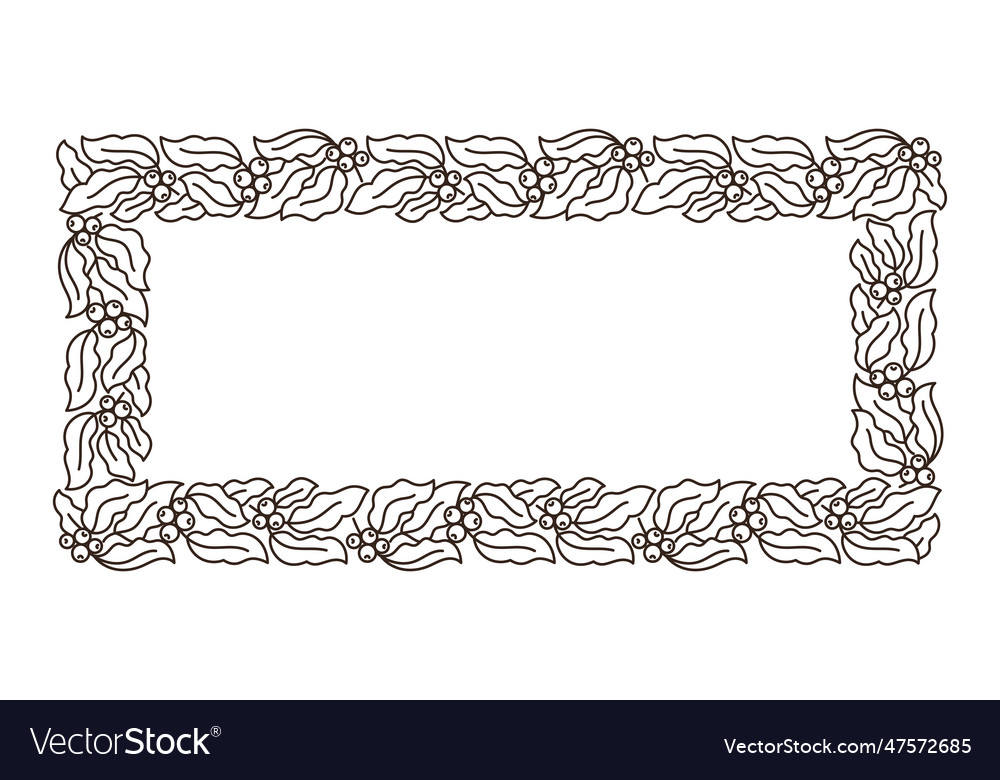 Coffee rectangular frame pattern ornament leaves Vector Image