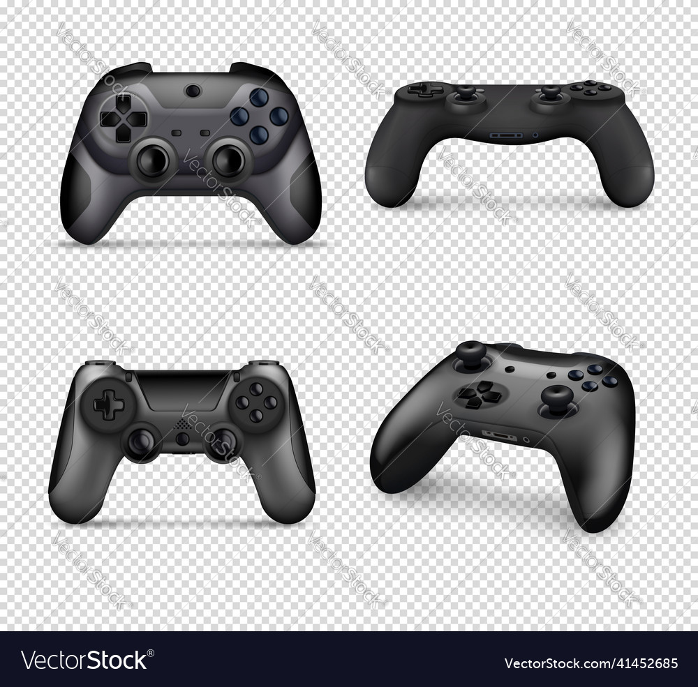 Controller realistic monochrome set Royalty Free Vector