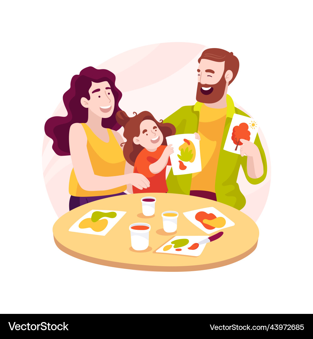 Drawing with parents isolated cartoon Royalty Free Vector