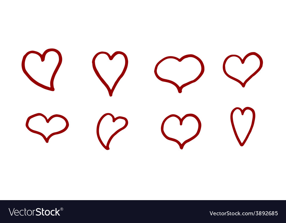 Hand drawn hearts set Royalty Free Vector Image