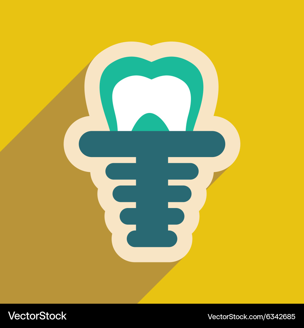 Icon of artificial tooth in flat style Royalty Free Vector