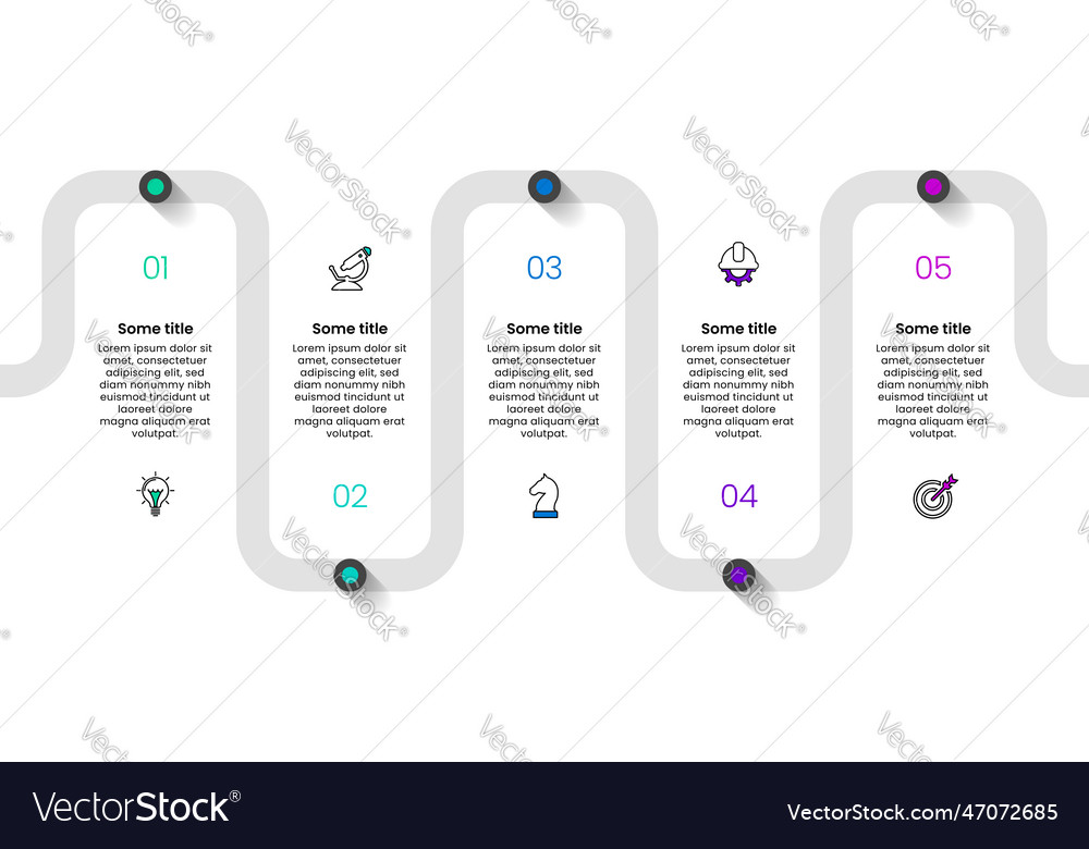 Infographic template a rectangular path with 5 Vector Image