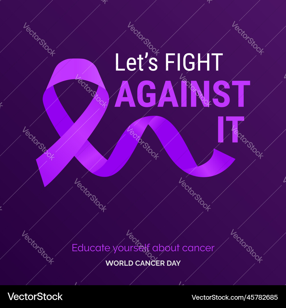 Lets against it ribbon typography educate your Vector Image