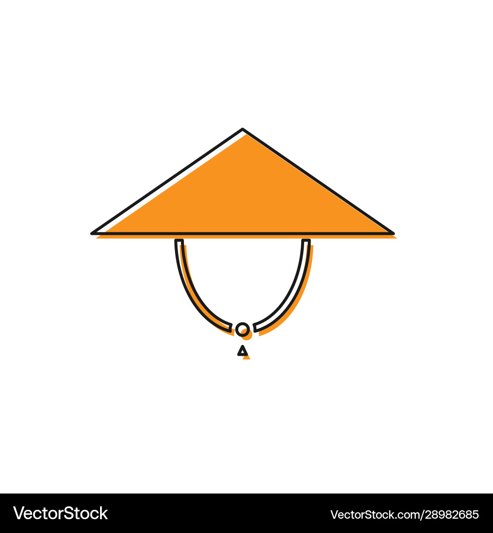 Orange asian conical hat icon isolated on white Vector Image
