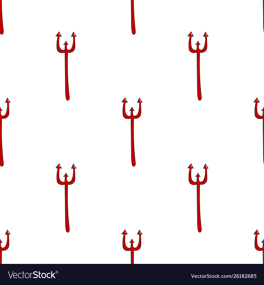 Seamless pattern with red devil tridents hell Vector Image
