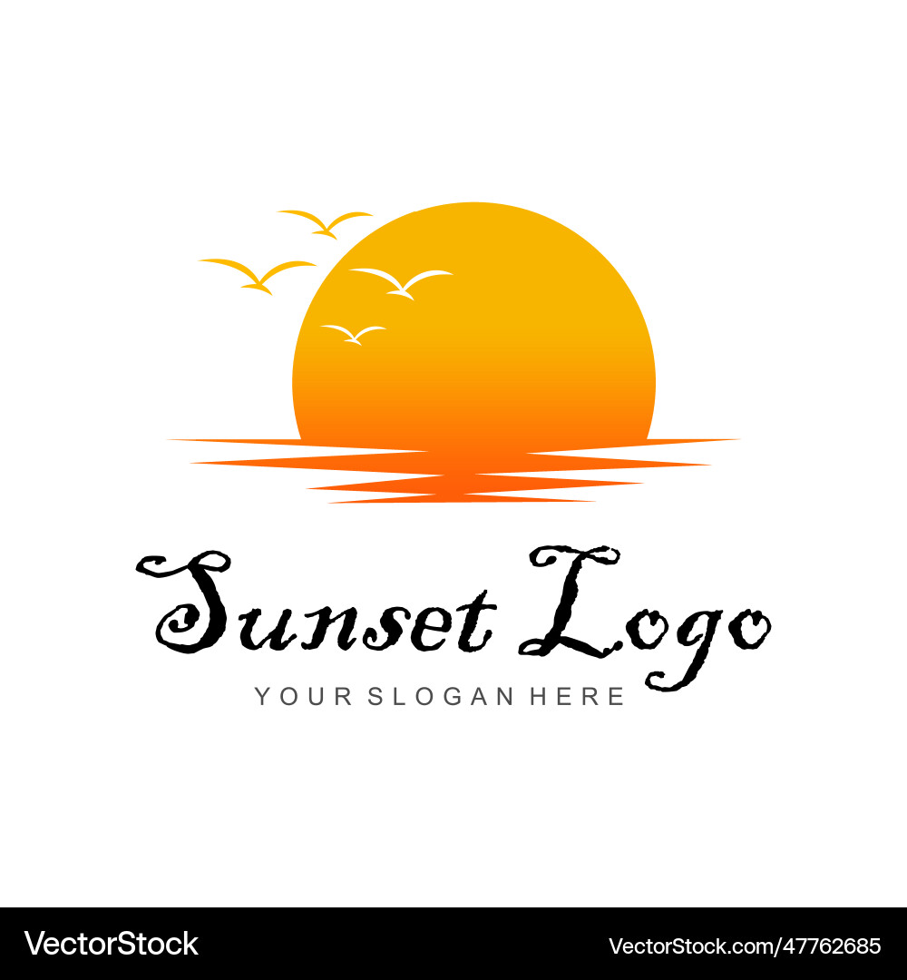 Sunset flat style logo Royalty Free Vector Image