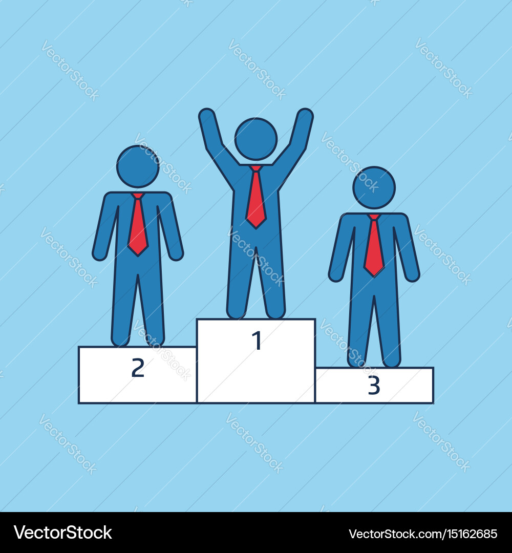 Winner Podium With Three Businessman Royalty Free Vector