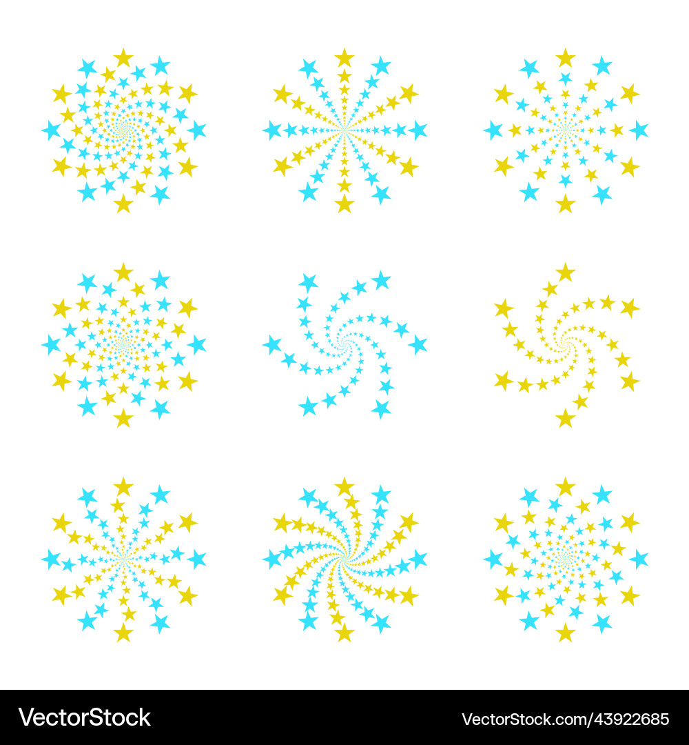 Yellow blue fireworks collection to celebrating Vector Image
