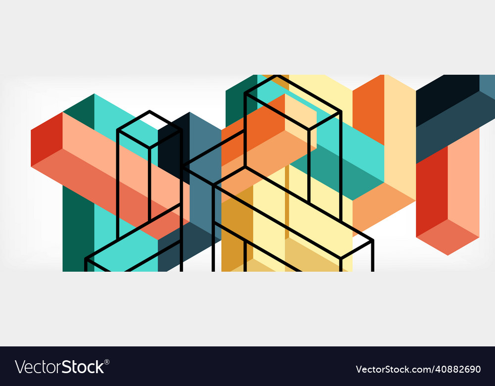 Abstract Background 3d Cubes Cubic Elements Vector Image