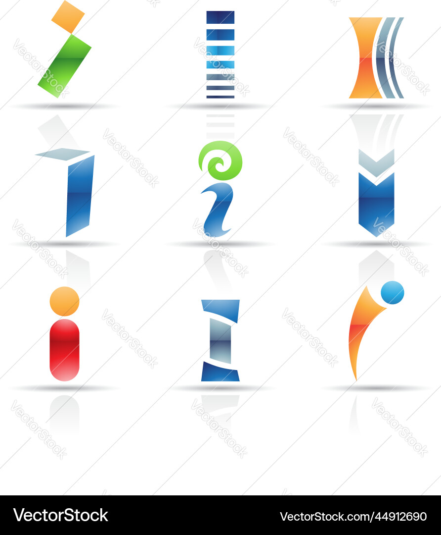 Abstract glossy icons based on the letter i Vector Image