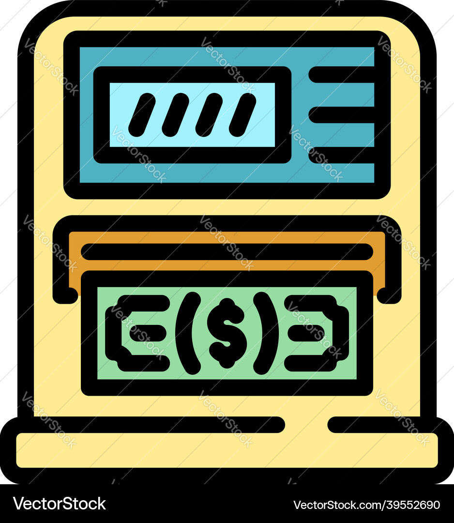 Atm icon color outline Royalty Free Vector Image