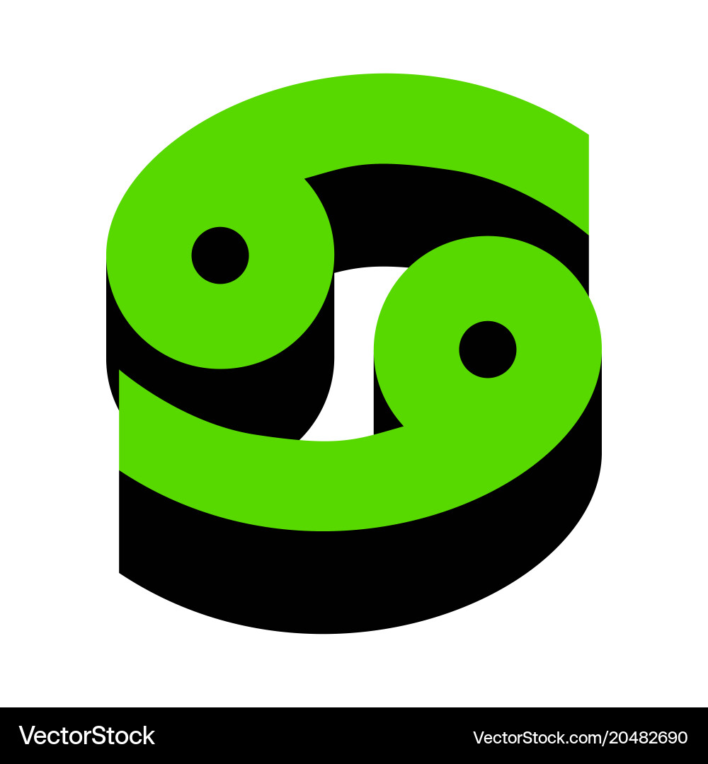 Cancer sign green 3d icon Royalty Free Vector Image