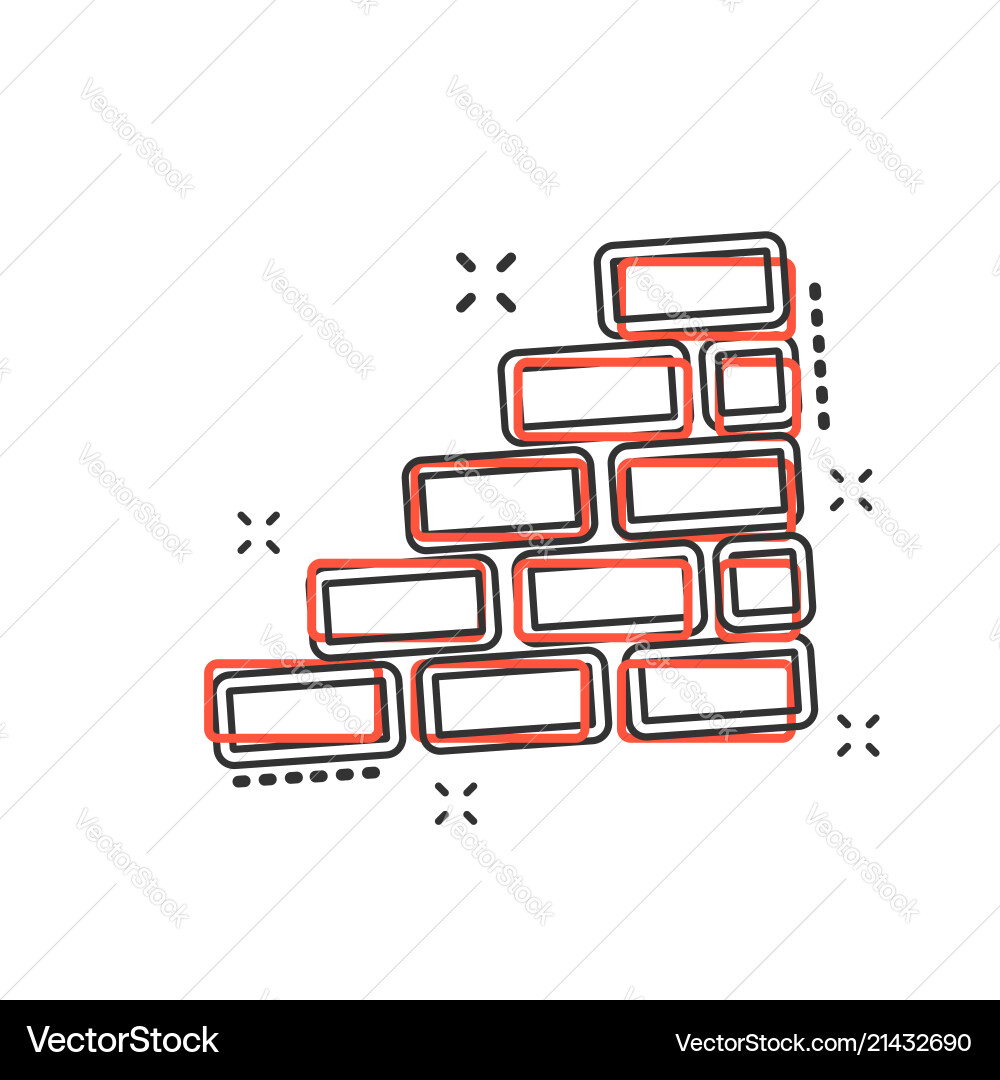 Cartoon wall brick icon in comic style sign Vector Image