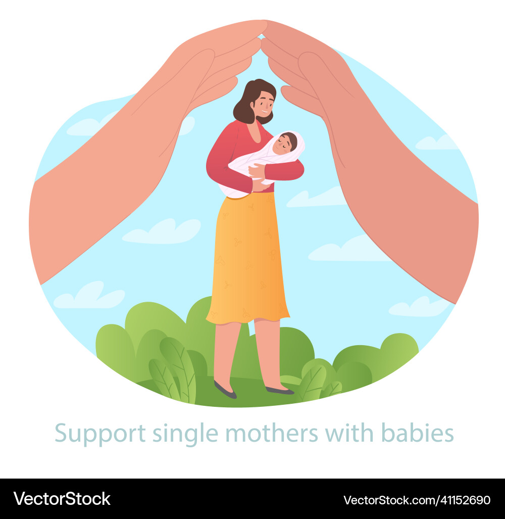 Concept of support and protection young single Vector Image