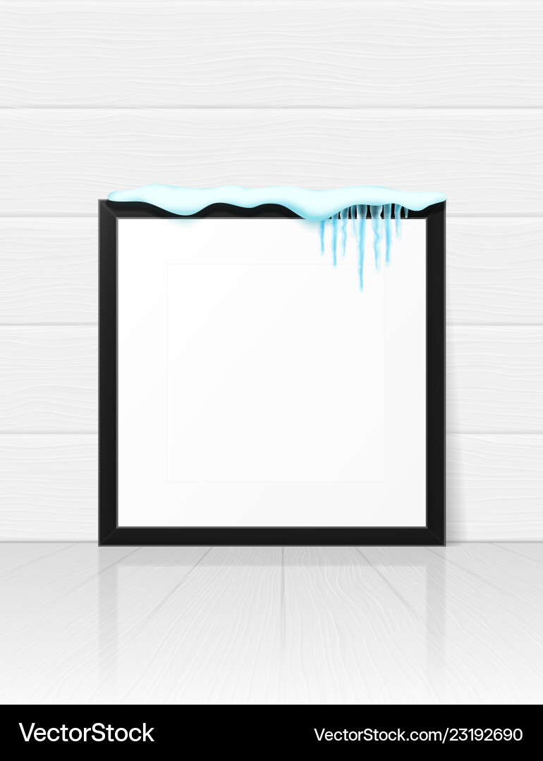 Frame with realistic snow and icicles beautiful Vector Image