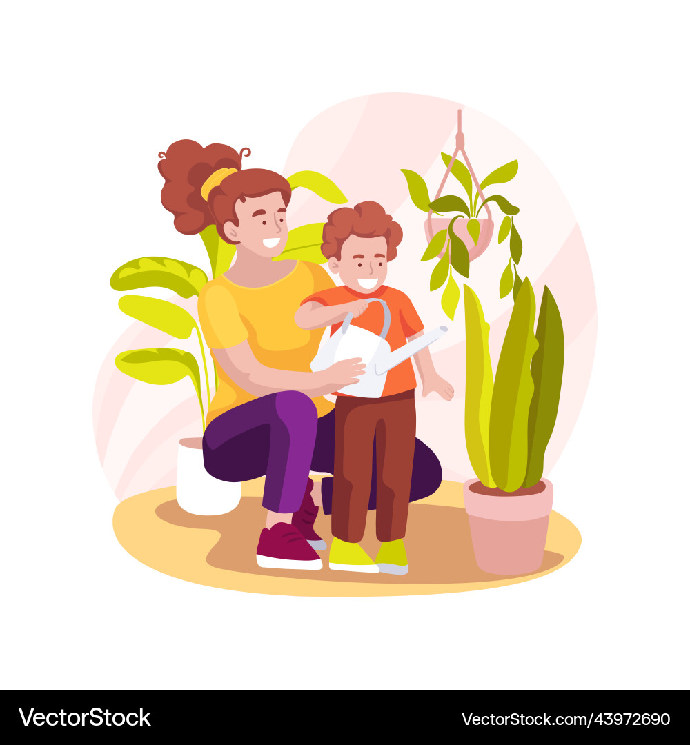 Growing home plants isolated cartoon Royalty Free Vector