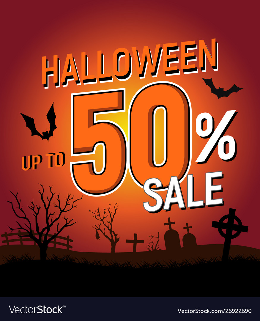 Halloween 50 percent sale discount Royalty Free Vector Image