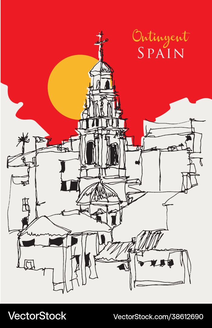 Hand drawn sketch ontinyent spain Royalty Free Vector Image