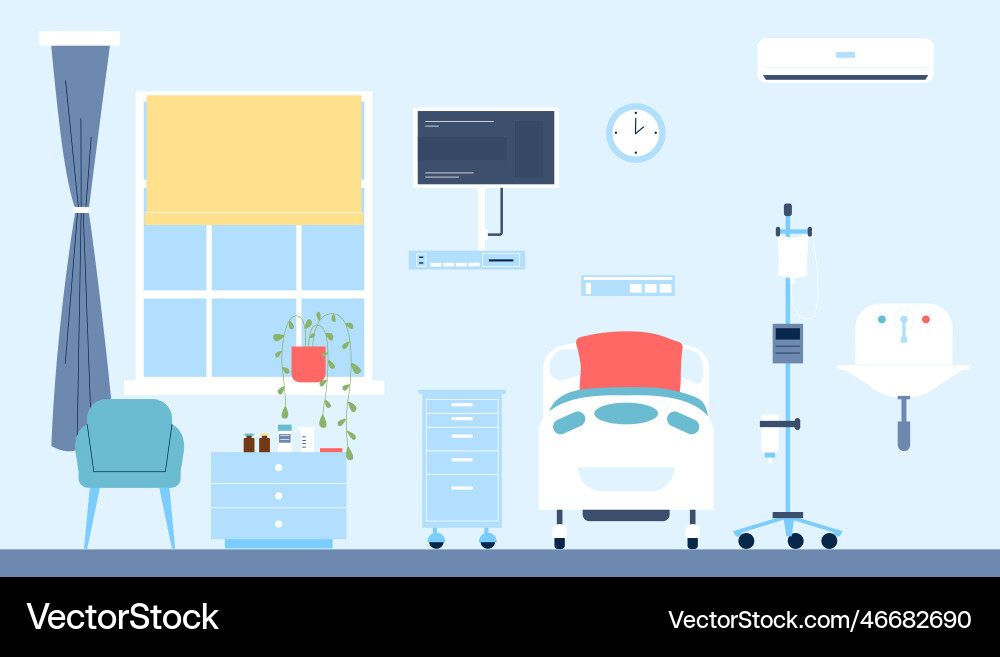 Hospital room interior inside modern clinic Vector Image