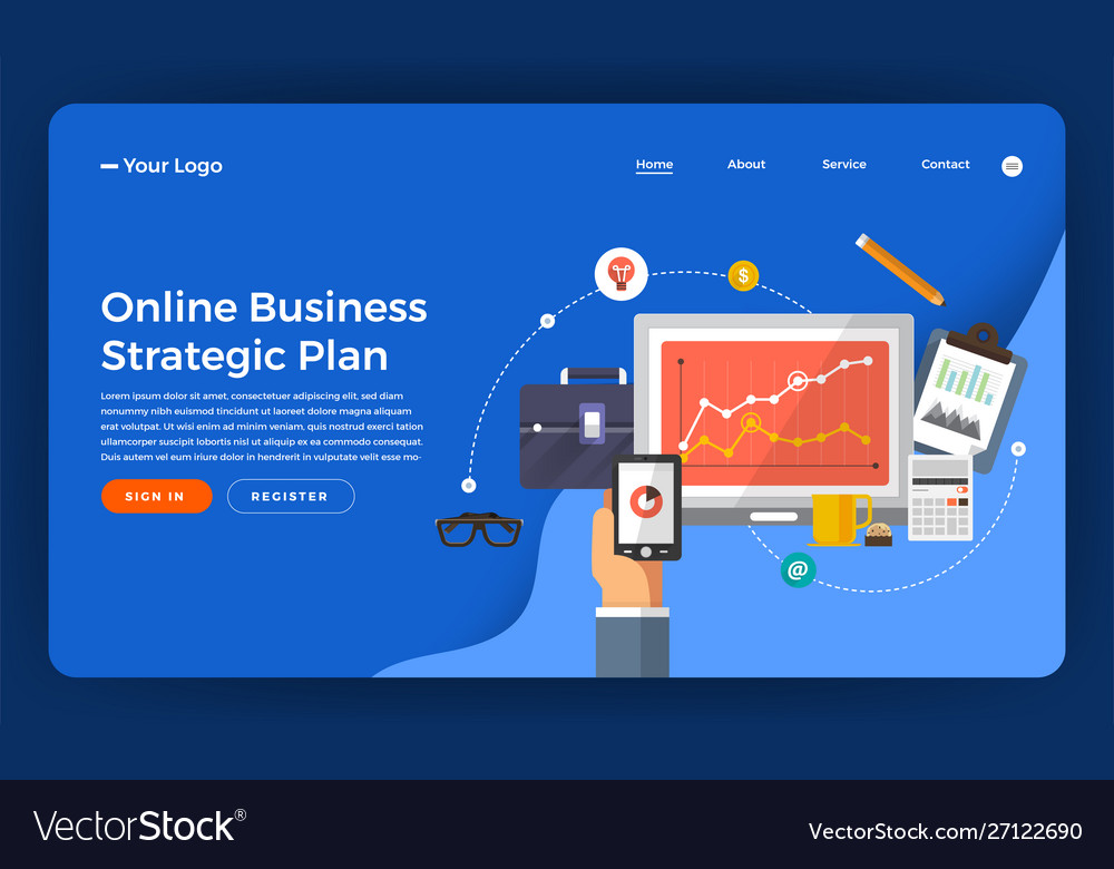 Mock-up design website flat concept Royalty Free Vector