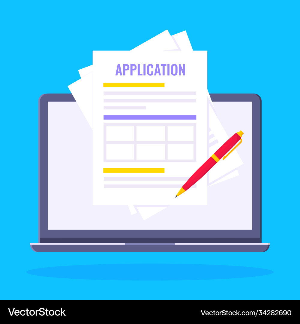Online application form to fill popped above Vector Image