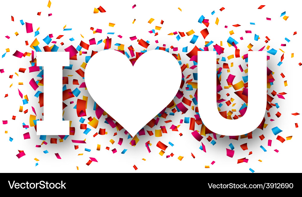 Paper love confetti sign Royalty Free Vector Image