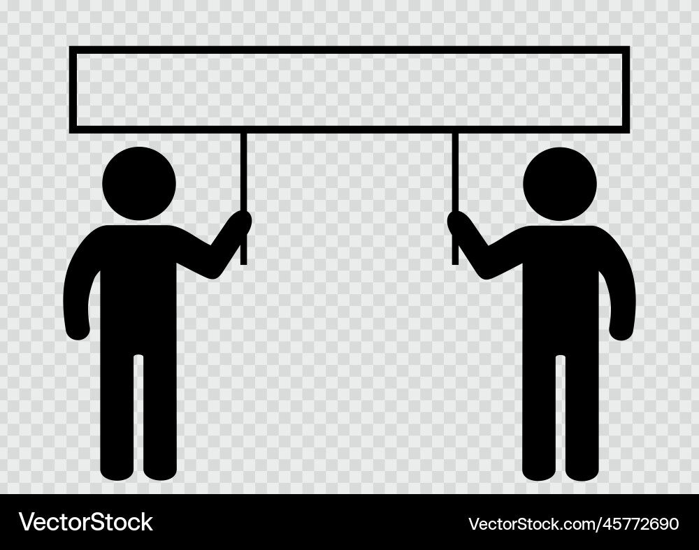 Two person holds banner template black Royalty Free Vector