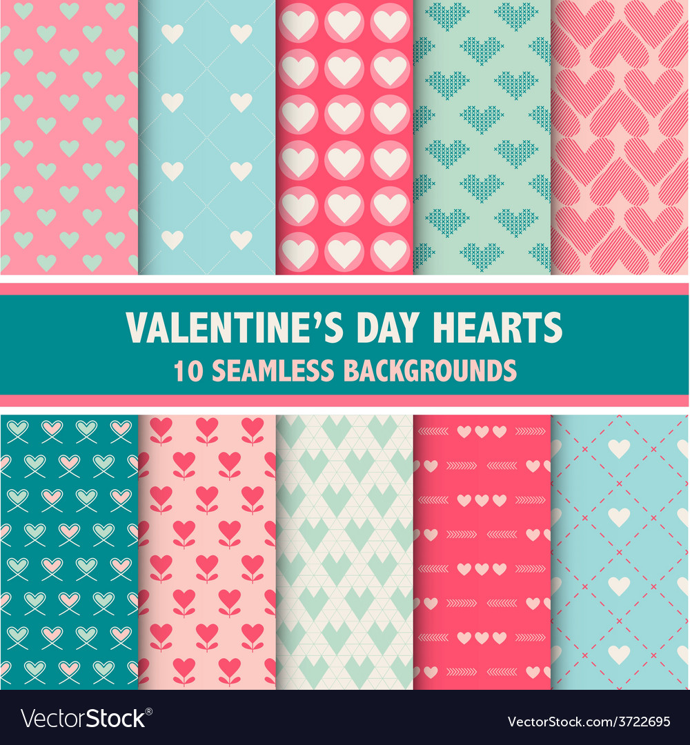 10 valentines day heart patterns Royalty Free Vector Image