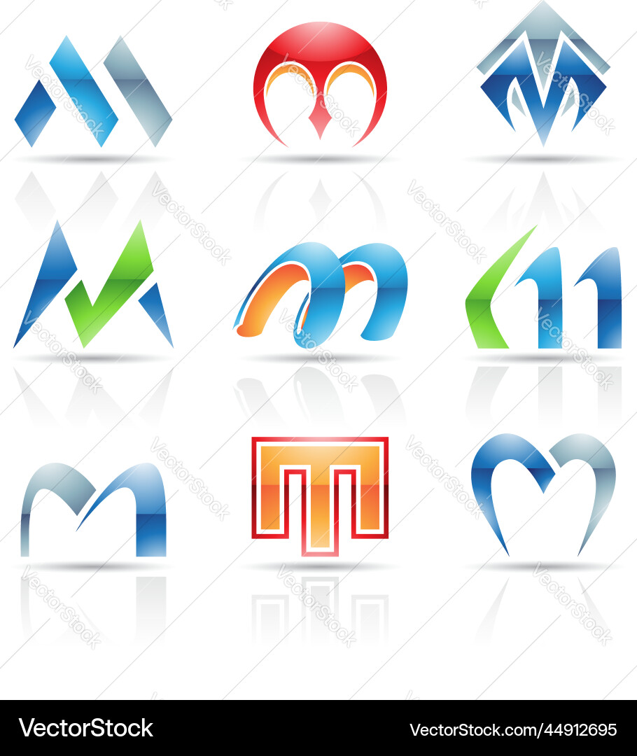 Abstract glossy icons based on the letter m Vector Image