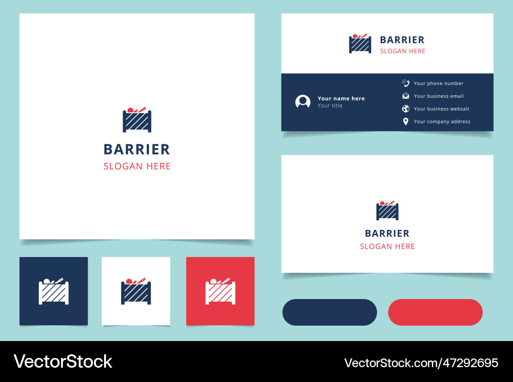 Barrier logo design with editable slogan branding Vector Image