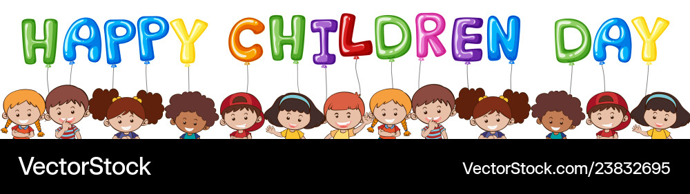 Children on happy day logo Royalty Free Vector Image