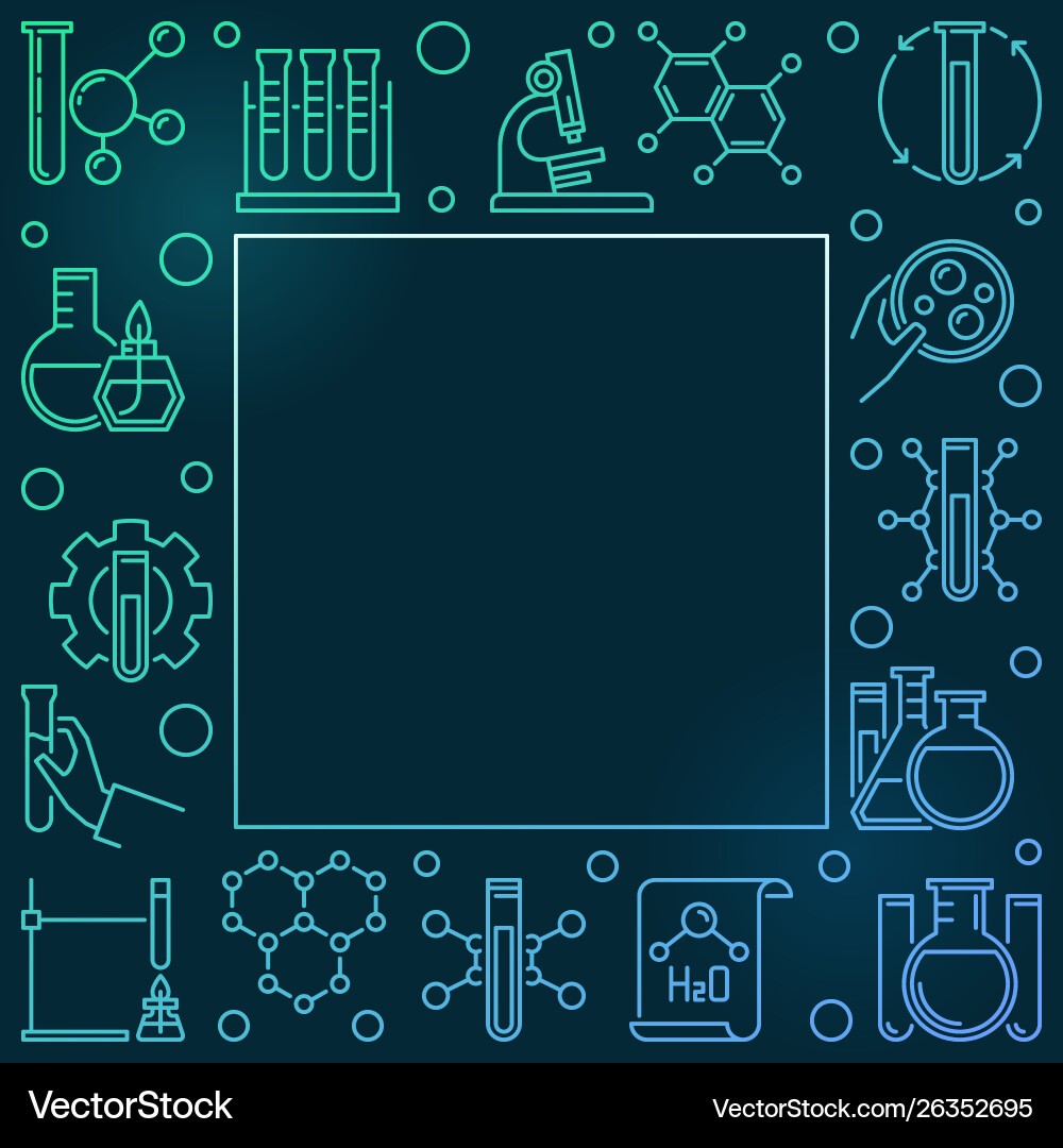 Colorful chemistry square line frame Royalty Free Vector