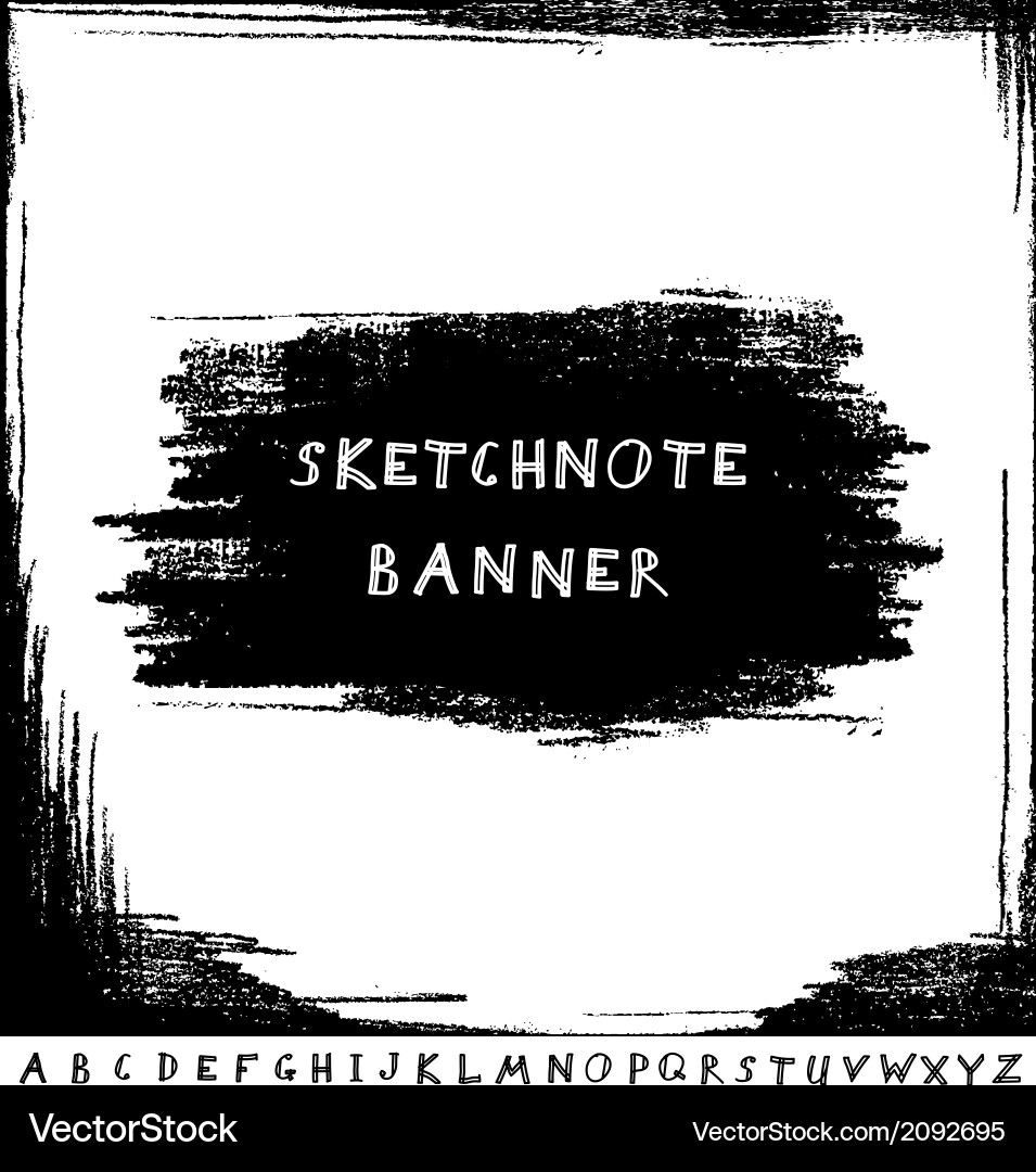 Hand drawn sketchnote banner with alphabet Vector Image