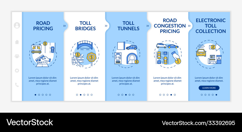 Highway toll plazas onboarding template Royalty Free Vector