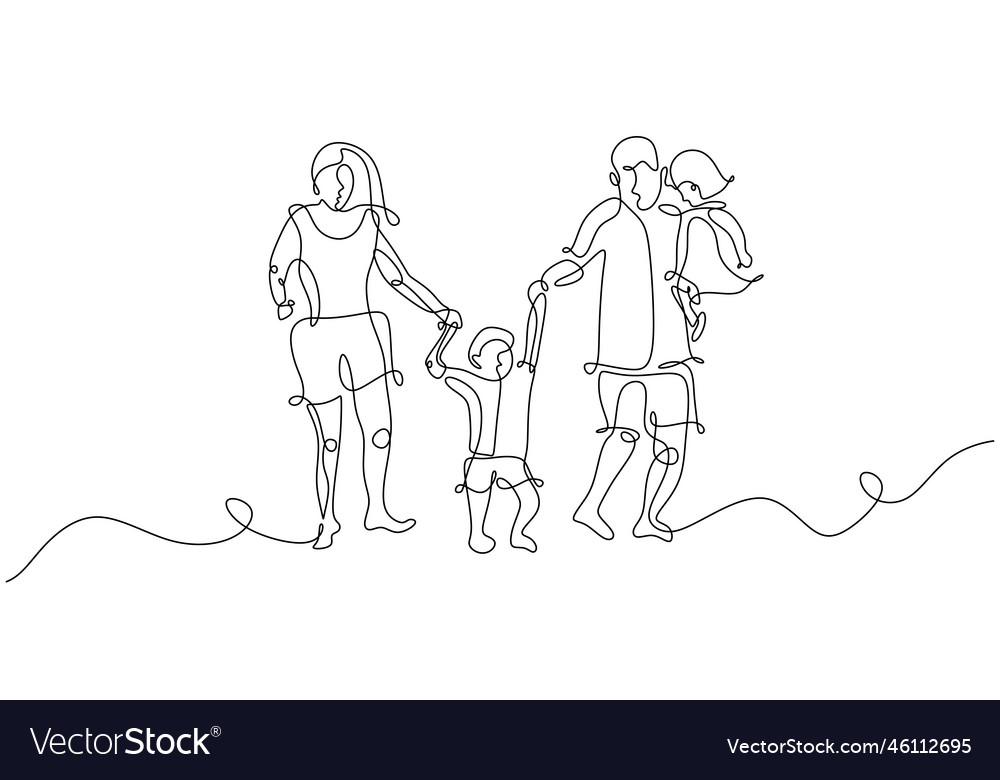 One continuous single drawing line art parents Vector Image