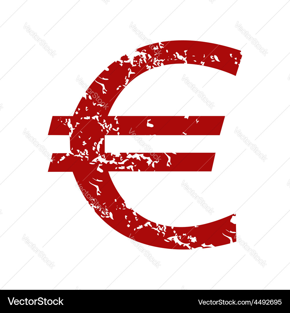 Red grunge euro logo Royalty Free Vector Image