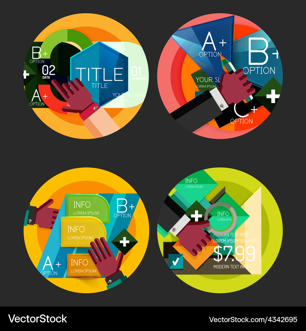 Set of flat design circle option infographics Vector Image