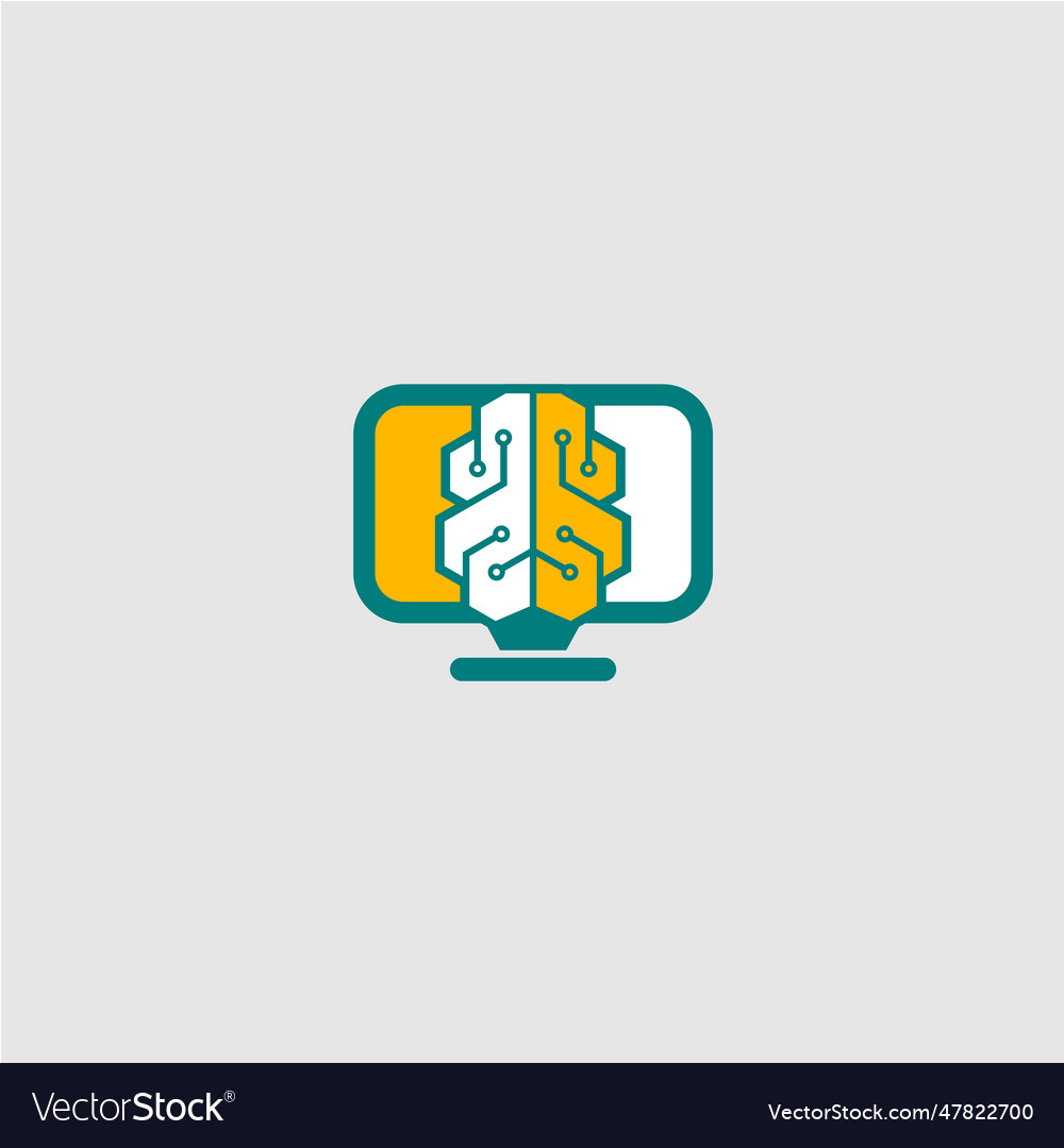 Computer brain logo template Royalty Free Vector Image