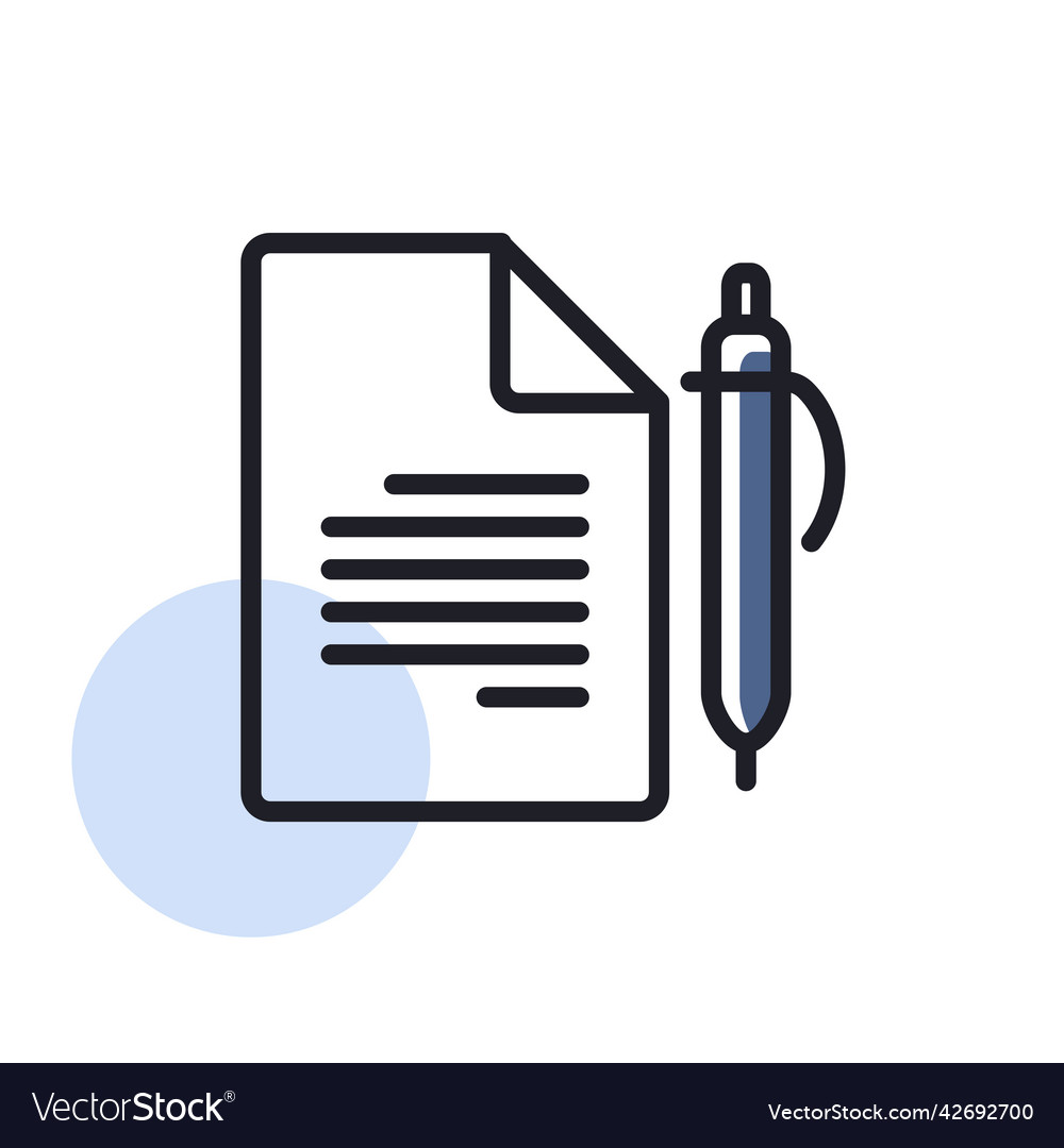Contract document with pencil outline icon Vector Image