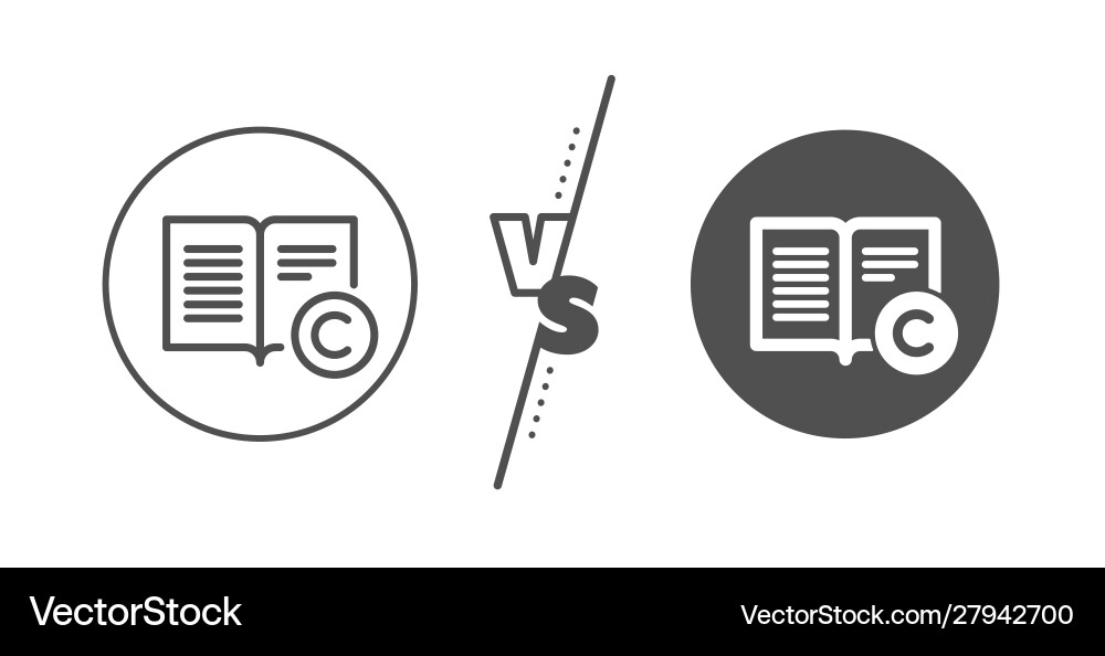 Copyright line icon copywriting or book sign Vector Image