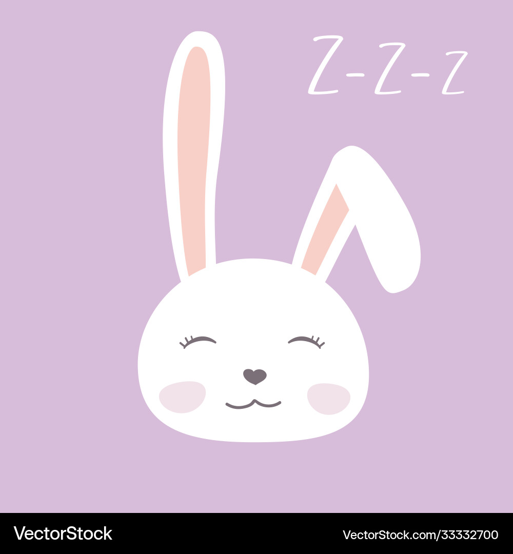 Cute cartoon face a sleeping bunny Royalty Free Vector Image