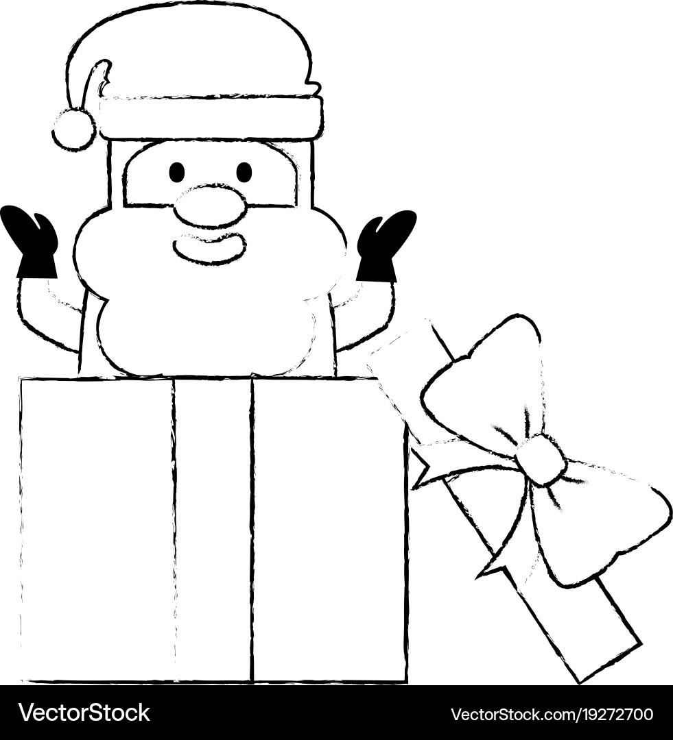 Cute santa claus with gift present Royalty Free Vector Image