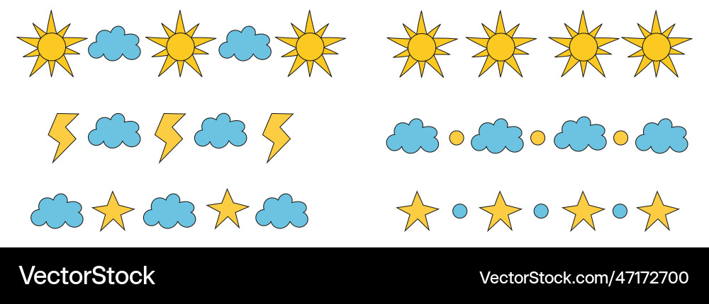 Doodle dividers weathersun cloud starlightning Vector Image