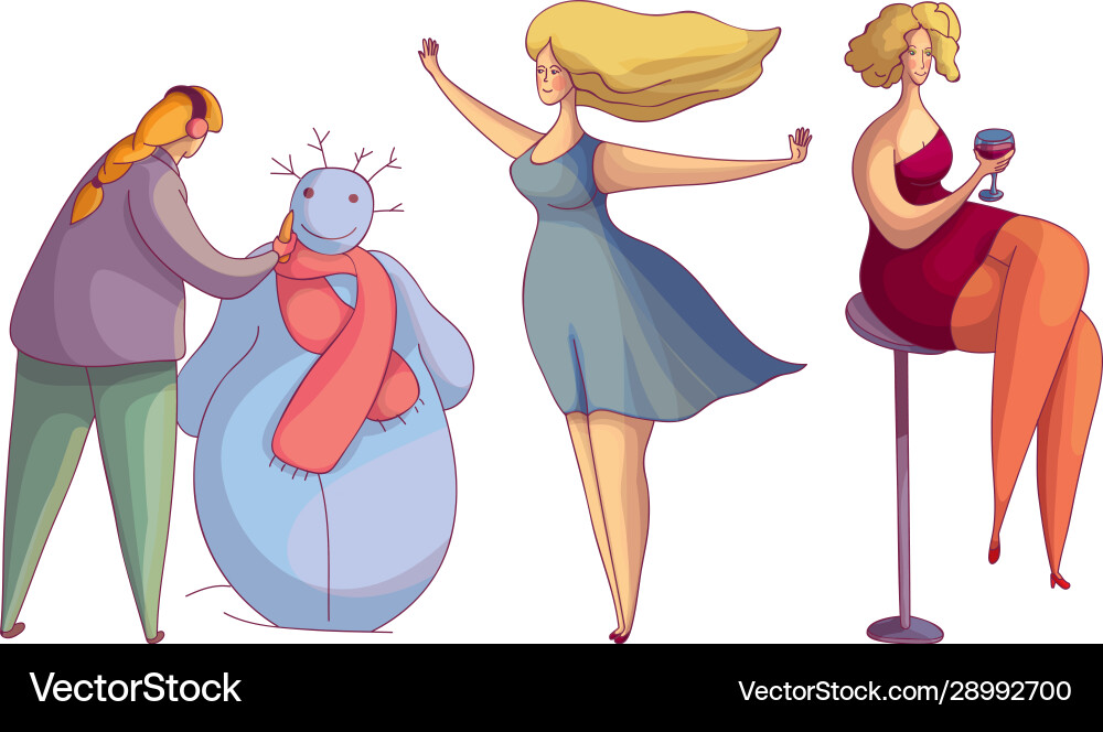 Female character doing different seasonal Vector Image